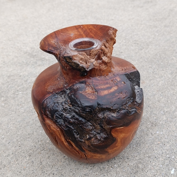 Accents | Vintage Turned Burl Wood Art Vase Hand Turned Mid Century ...